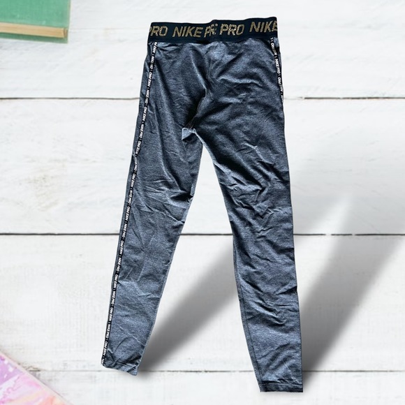 Nike | Pants & Jumpsuits | Nike Pro Dri Fit Dark Gray Leggings Words ...